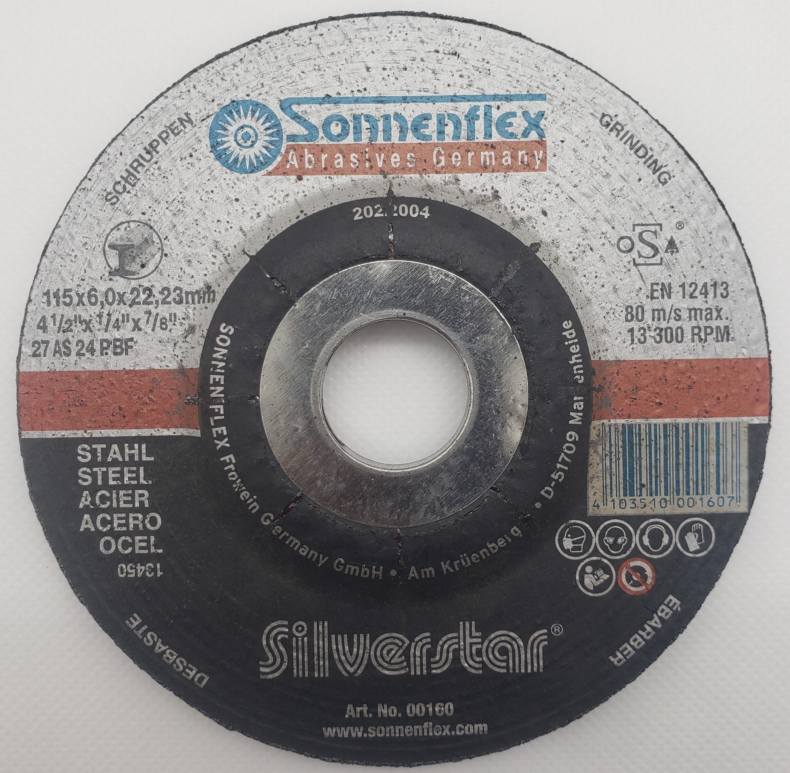 Grinding Disc 115x6x22mm=4.1/2"x1/4"x7/8" STEEL TLS-61875 GERMAN - SON ...