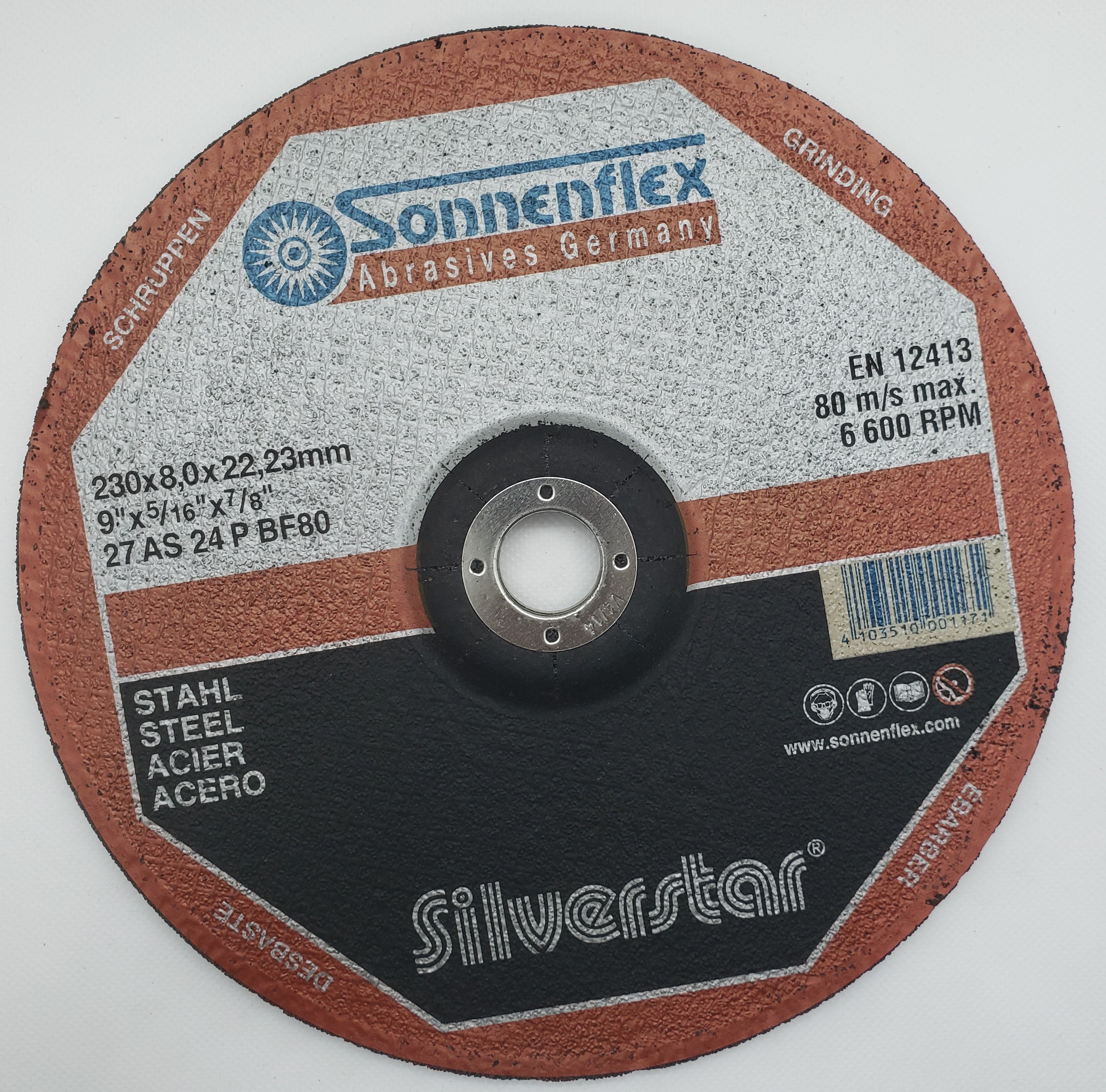 Grinding Disc 230x8x22mm=9"x5/16"x7/8" STEEL GERMAN - SONNENFLEX [ SON ...