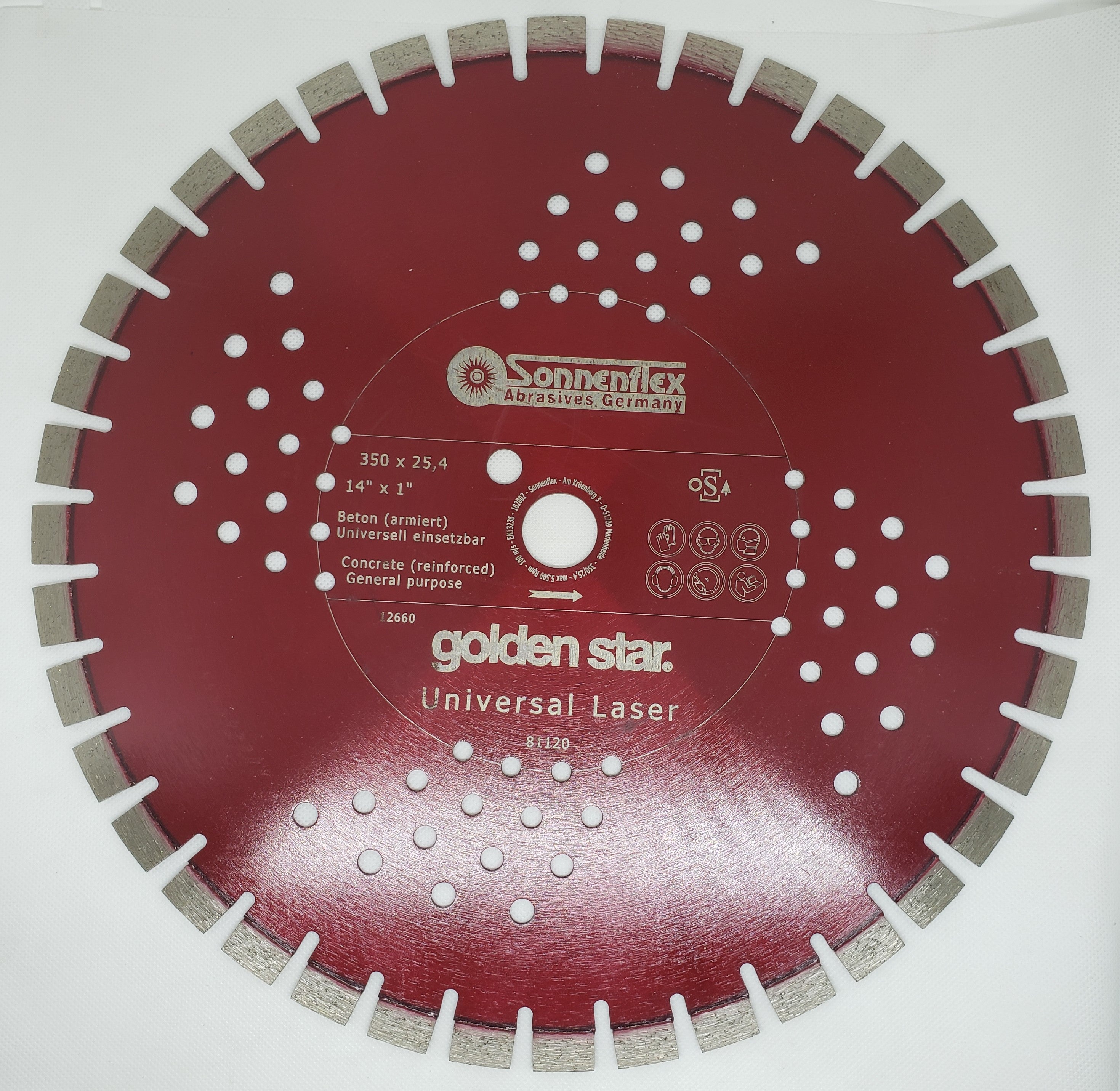 GOLDEN STAR UNIVERSAL LASER DIAMOND BLADE 350x3.2x12x25.4mm=14"x1/8"x1 ...