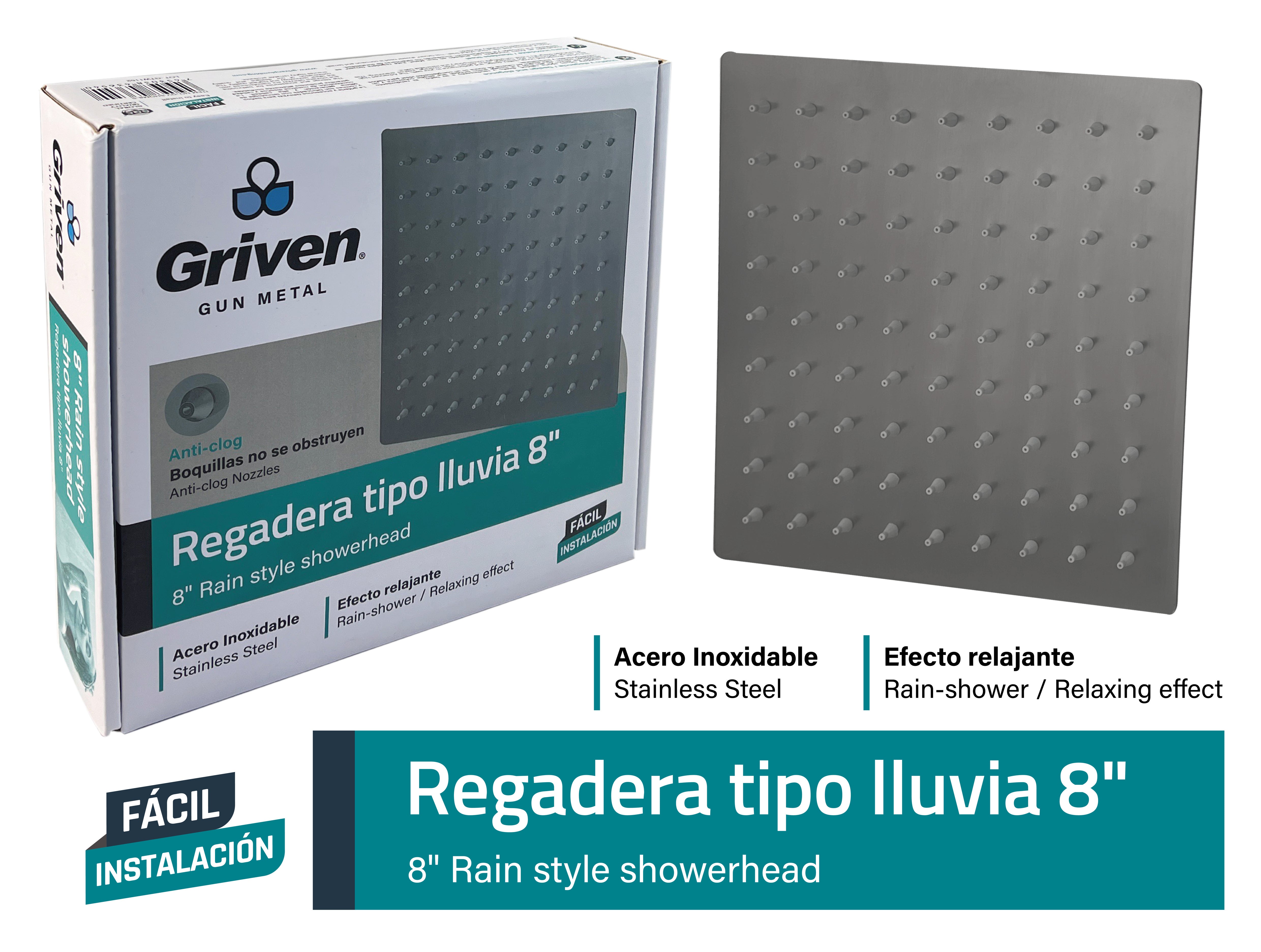 10" Shower Head, Square, Rain Style - GRIVEN [ GRI GVSHS10S ] – The ...