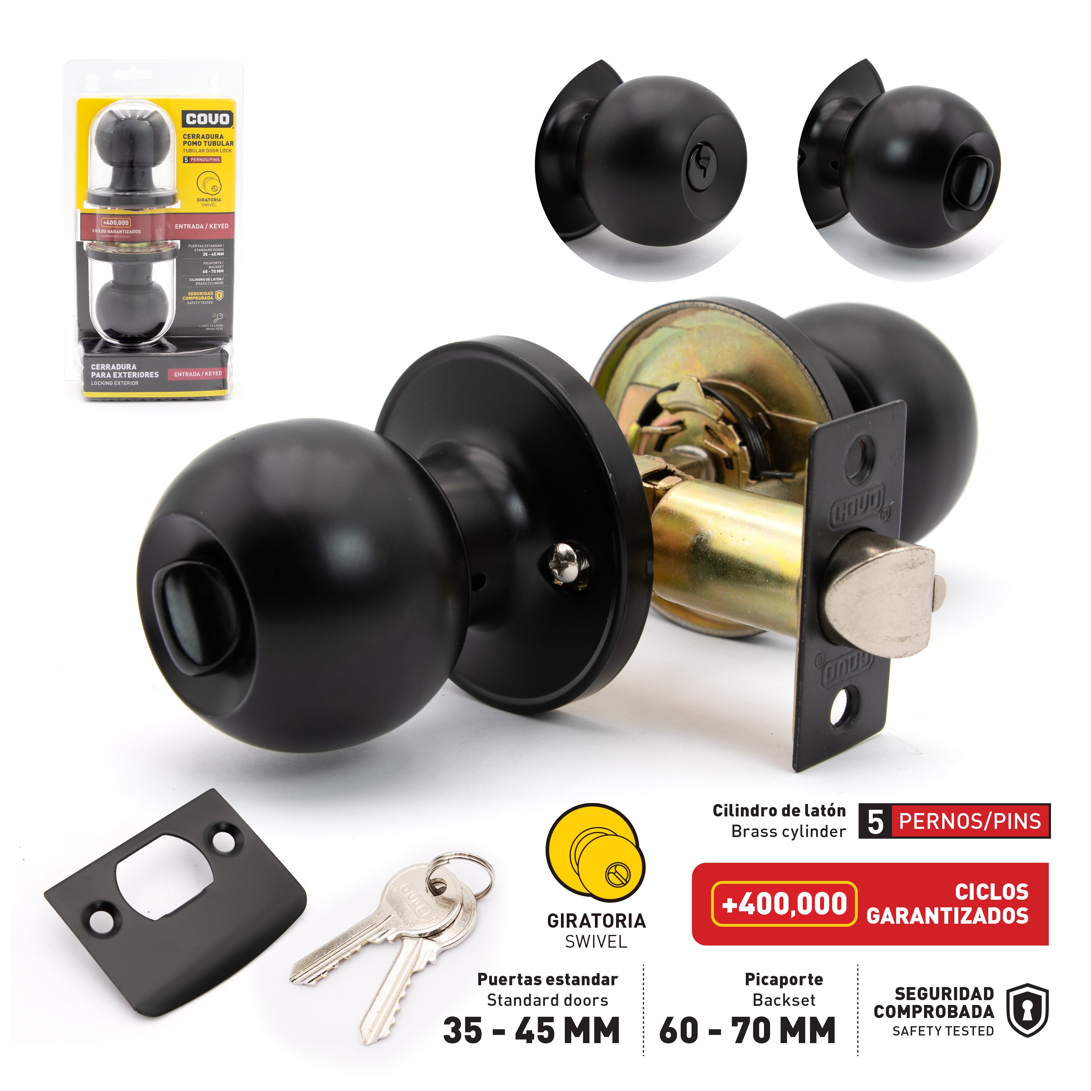 Entrance Lock (Turn Lock), BLACK - COVO - [ COV DL6871BBK ] – The ...